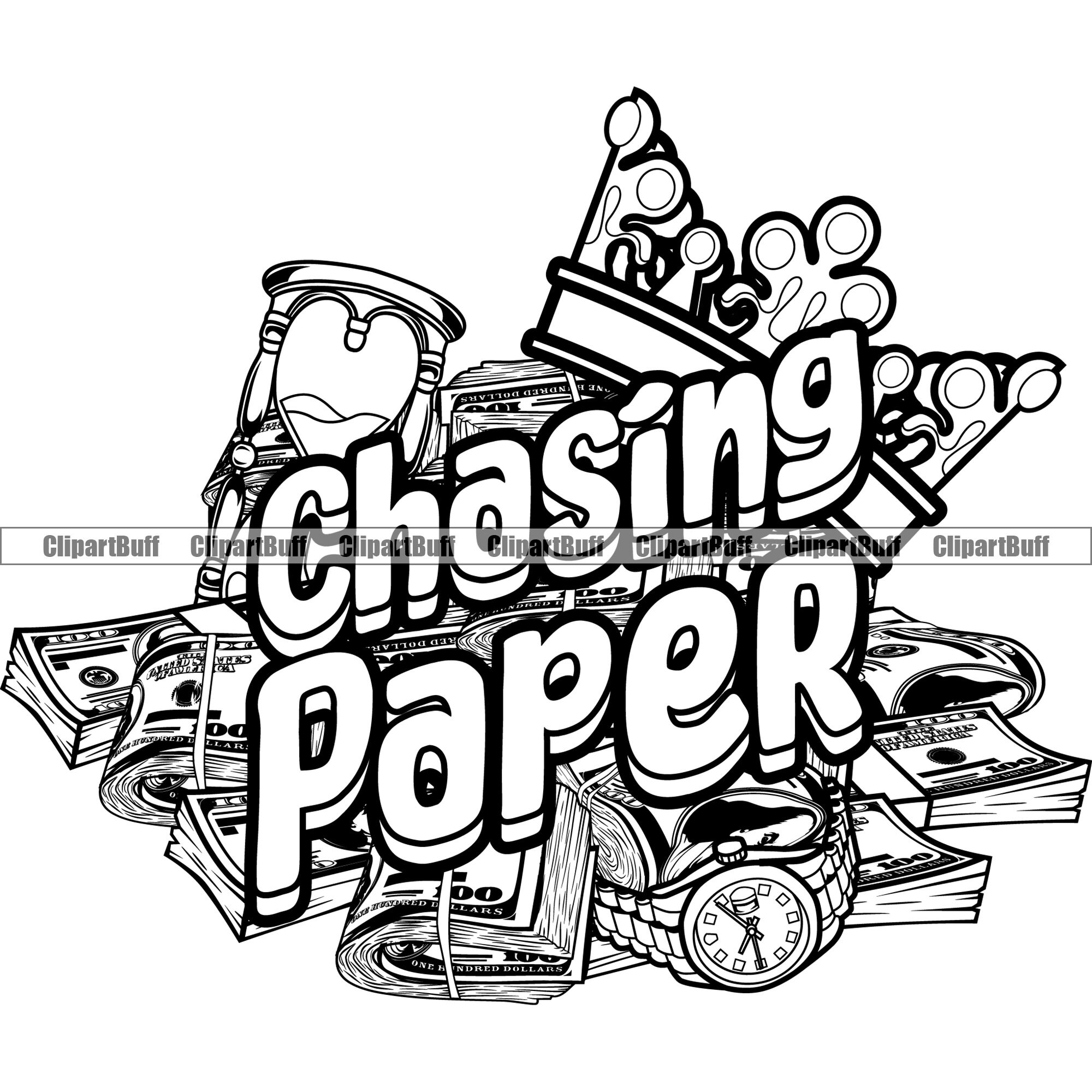 Chasing Paper King Crown Money Hour Glass Cash Time Gold Watch Hustle ...