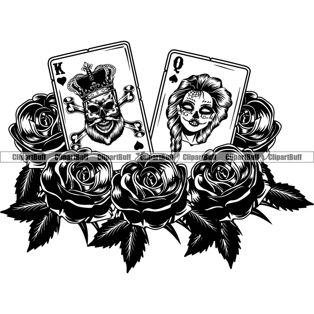Skull King Skeleton Queen Playing Cards Power Couple Love Lovers Poker ...