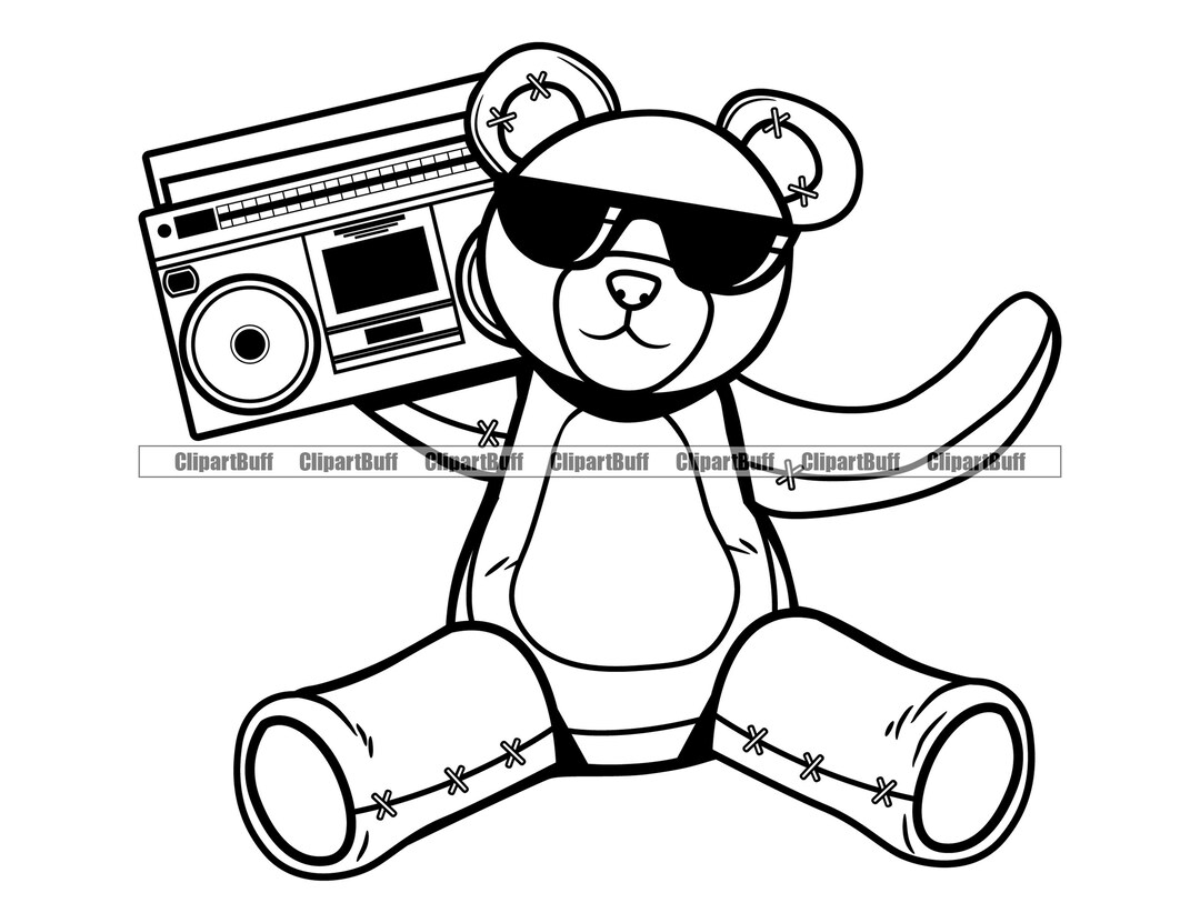 Cool Teddy Bear Boombox Radio Sunglasses Music Star Street Boss Rap ...