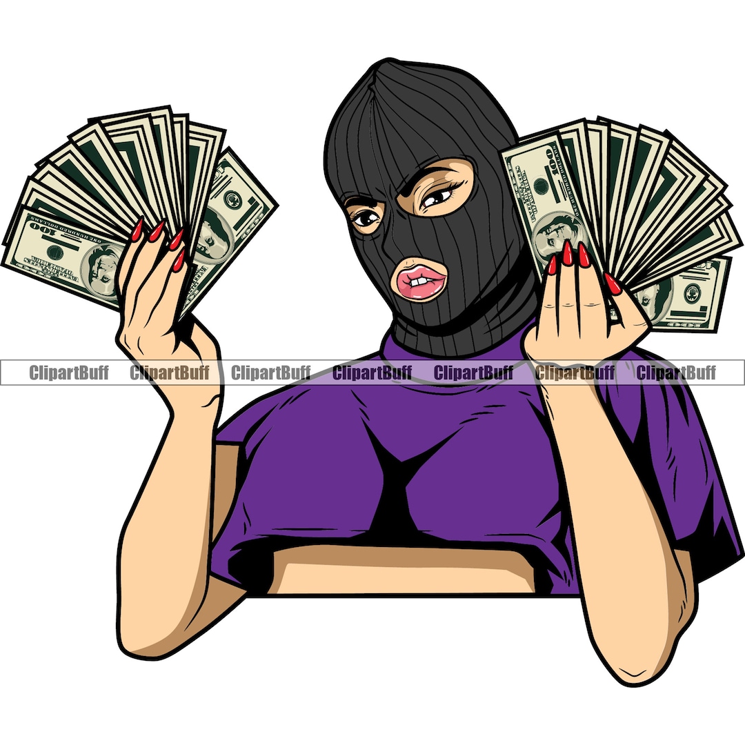 Gangster Hustle Woman Money Ski Mask Rich Thug Hood Street Rap Business ...