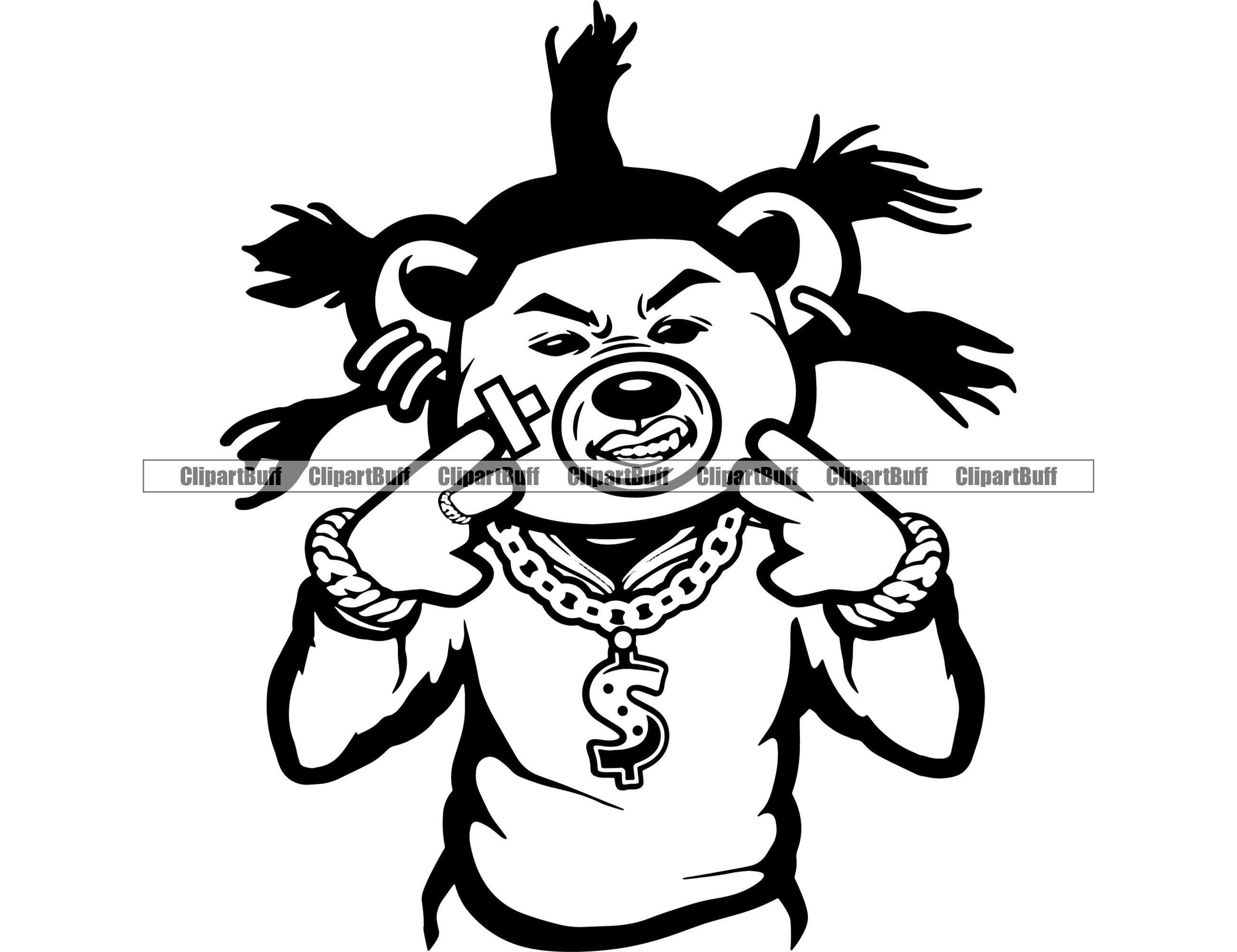 Gangster Hustle Teddy Bear Scar Face Bandage Dread Hair Trap Gold ...