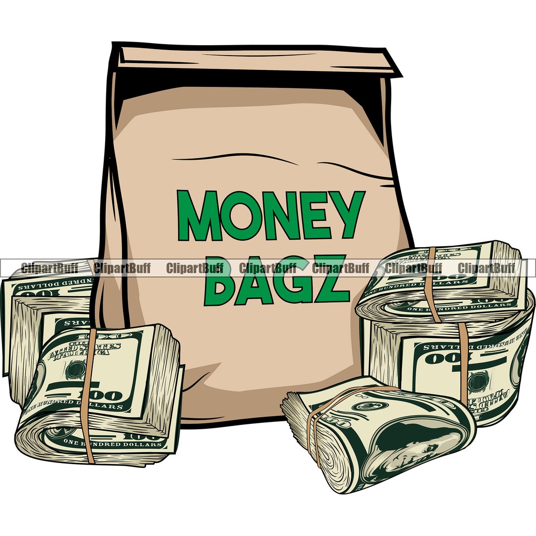 Money Bagz Hustle Cash 100 Dollar Bill Knot Brown Sack Bag Drip Hip Hop ...