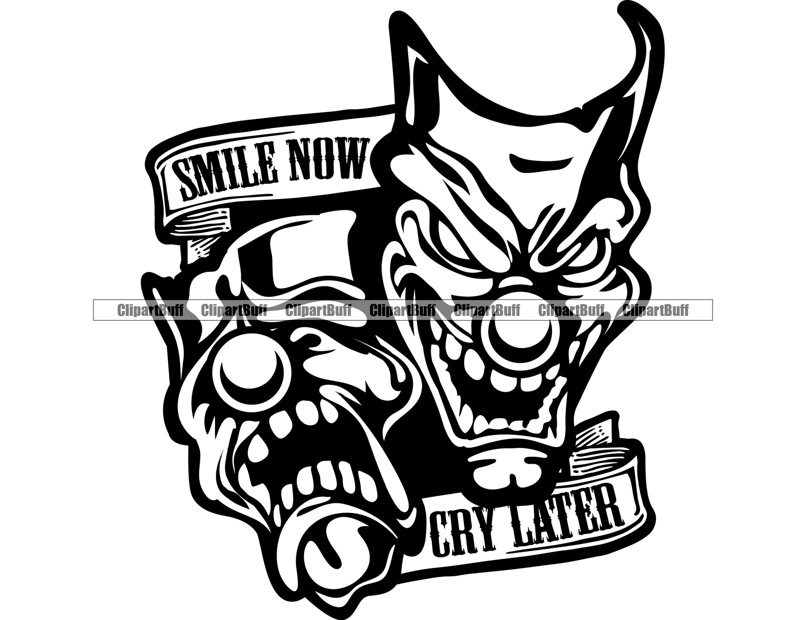Smile Now Cry Later Tattoo Stencil