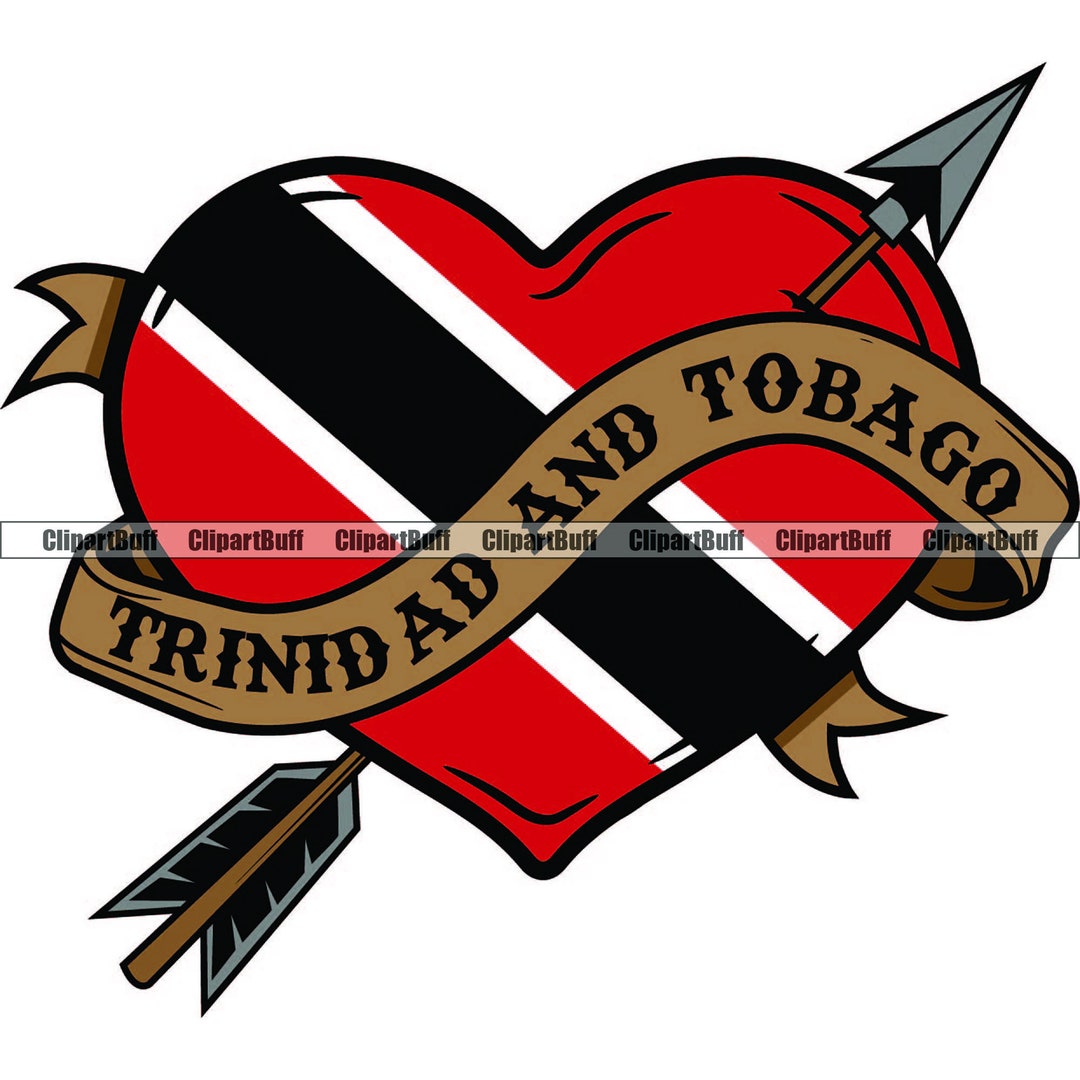 Trinidad and Tobago Heart Flag Arrow Ribbon Tobagonian Trinidadian ...