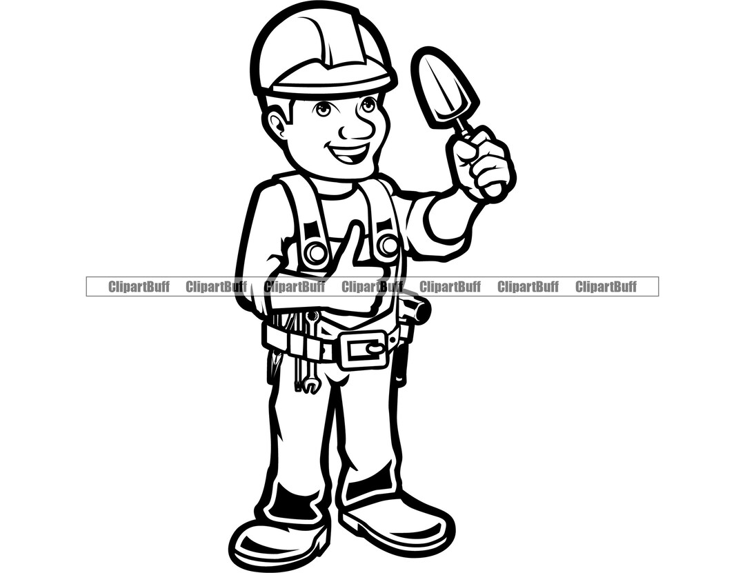 Mason Masonry Handyman Construction Man Brick Worker Cartoon Character ...