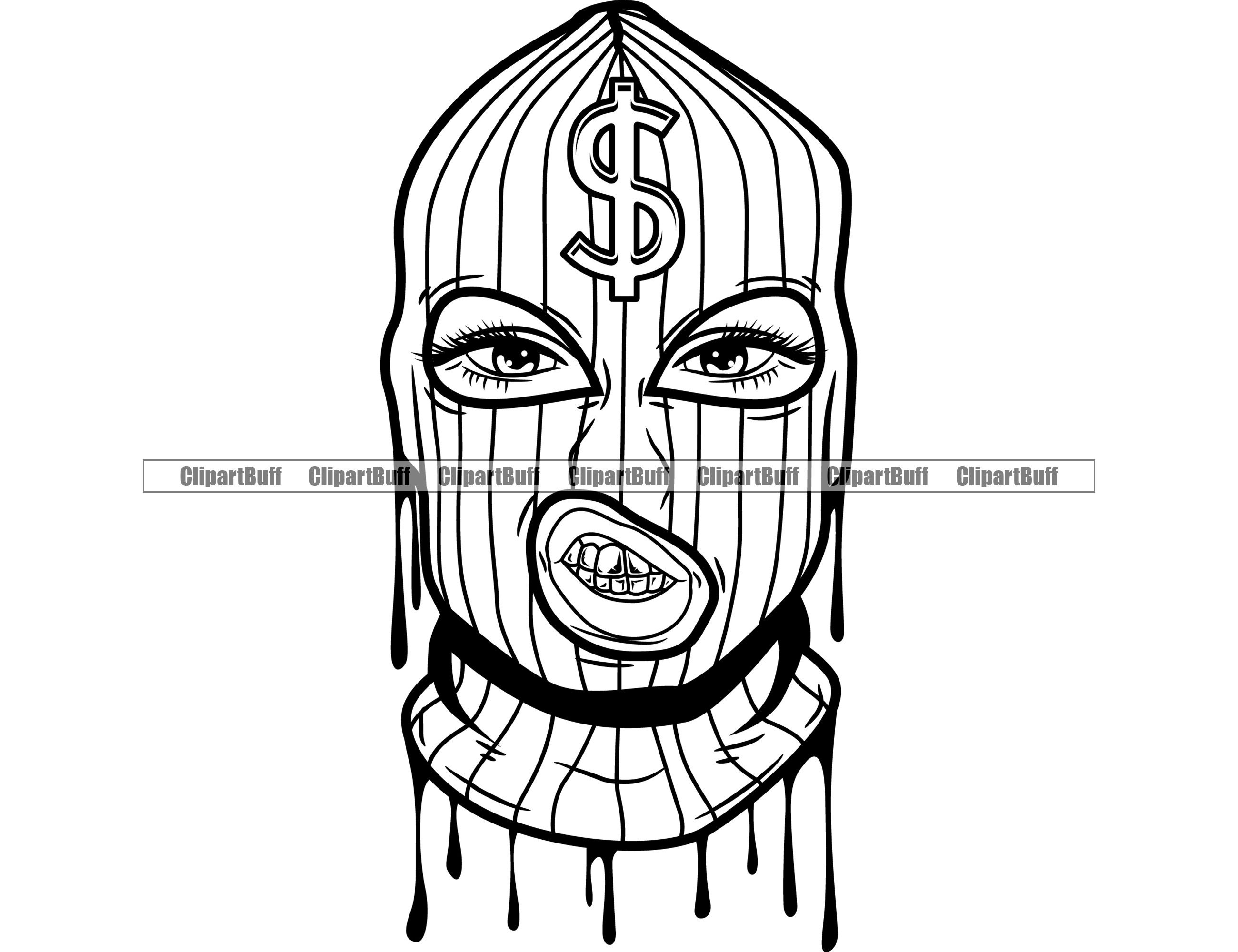 Gangster Hustle Woman Money Ski Mask Dripping Gold Teeth Rich Thug Hood ...