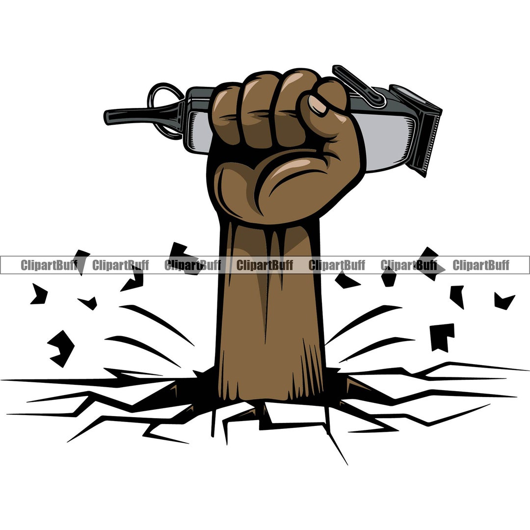 Barber Logo Hand Holding Barbershop Clippers Breaking Salon Hairdresser ...