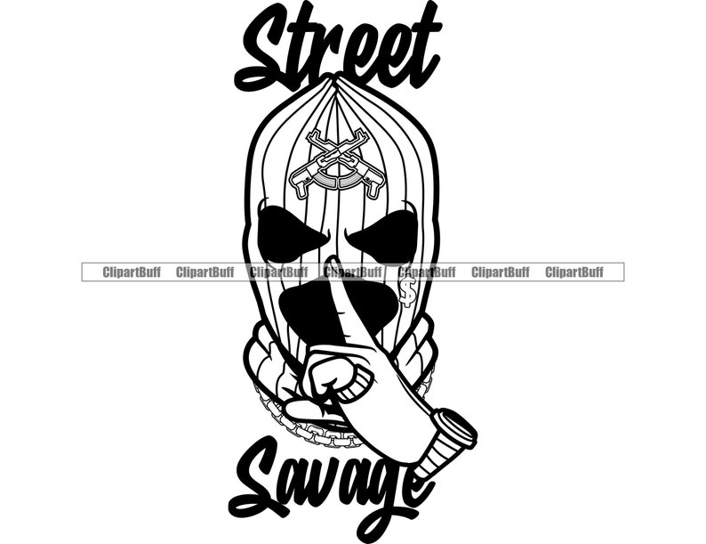 Street Savage Gangster Hustle Ski Mask Silent Pose Wearing Gold Ring ...