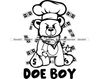 Gangster Hustle Teddy Bear King Holding Money Bag Trap Trapper Plug ...