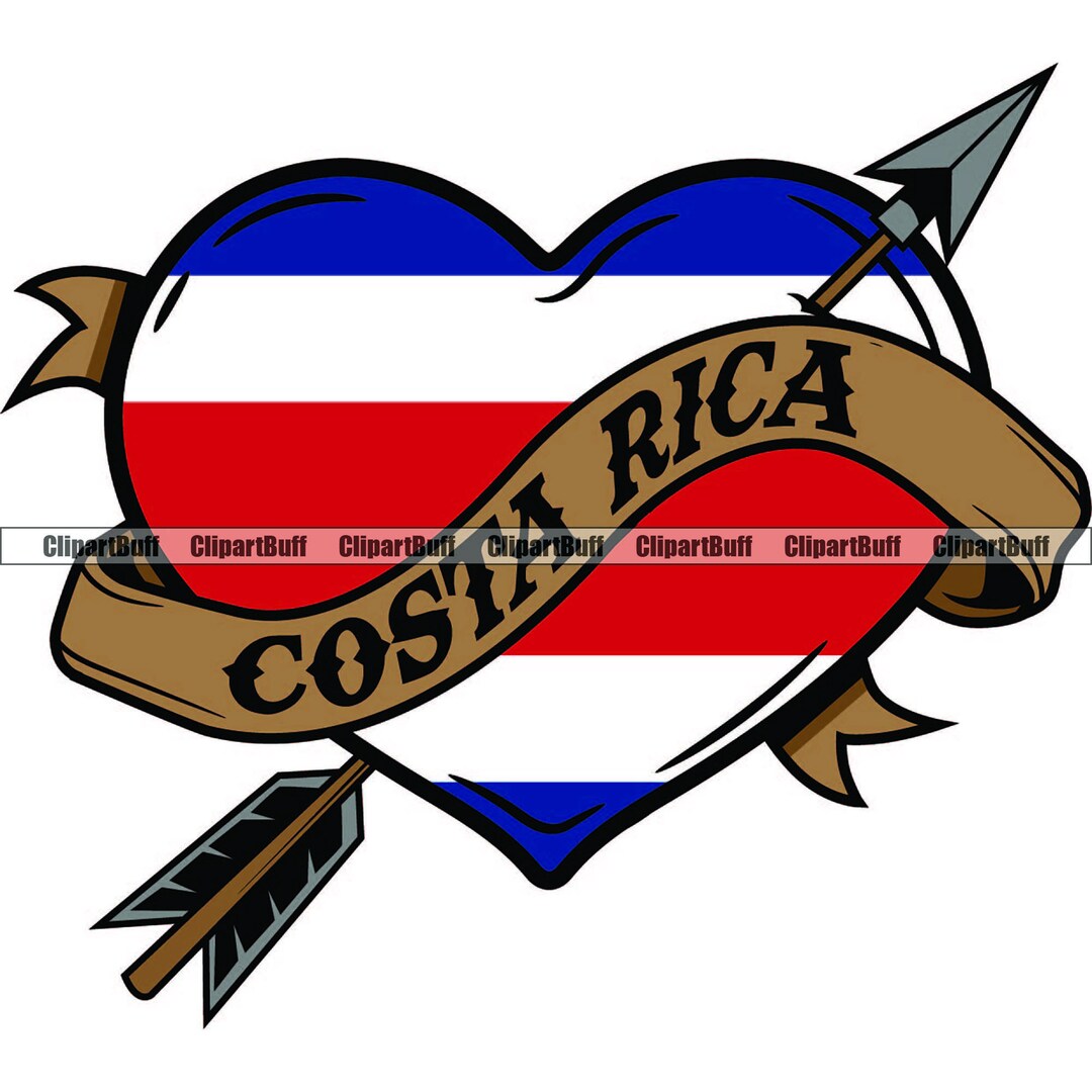 Costa Rica Heart Flag Arrow Ribbon Costa Rican Pride Love National ...