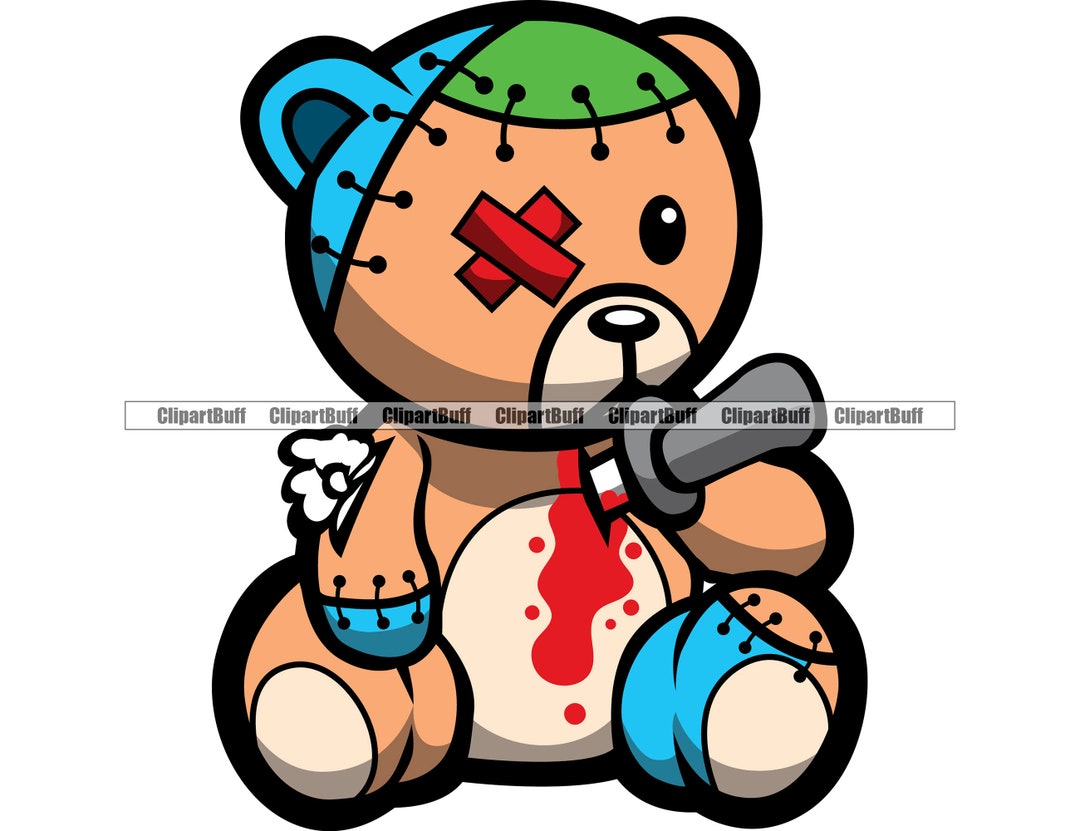 Broken Hearted Beat up Horror Teddy Bear Killer Doll Stitches Knife ...