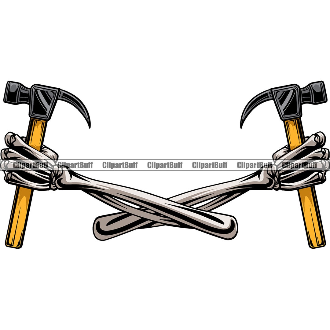 Skeleton Hand Holding Hammer Skull Arm Construction Worker Handyman ...