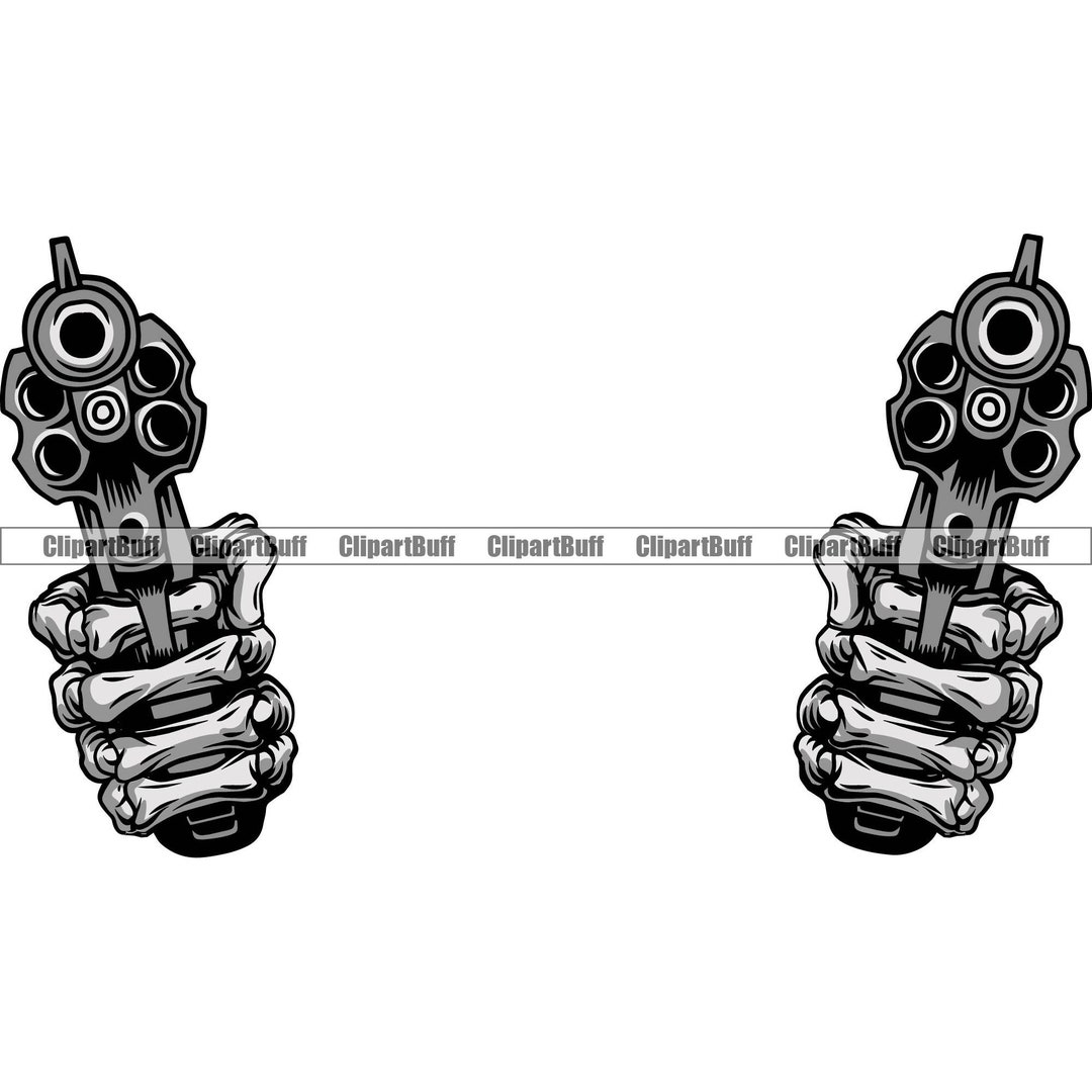 Skeleton Hands Holding Pistol Revolver Guns Western Dead Evil Danger ...
