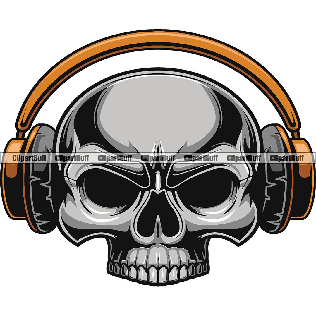 Skull Head DJ Dee Jay Music Night Party Club Disc Jockey Headphones Hip ...