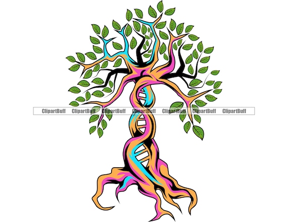 DNA Double Helix Family Tree Roots Rooted Strand Vivid Leaves - Etsy
