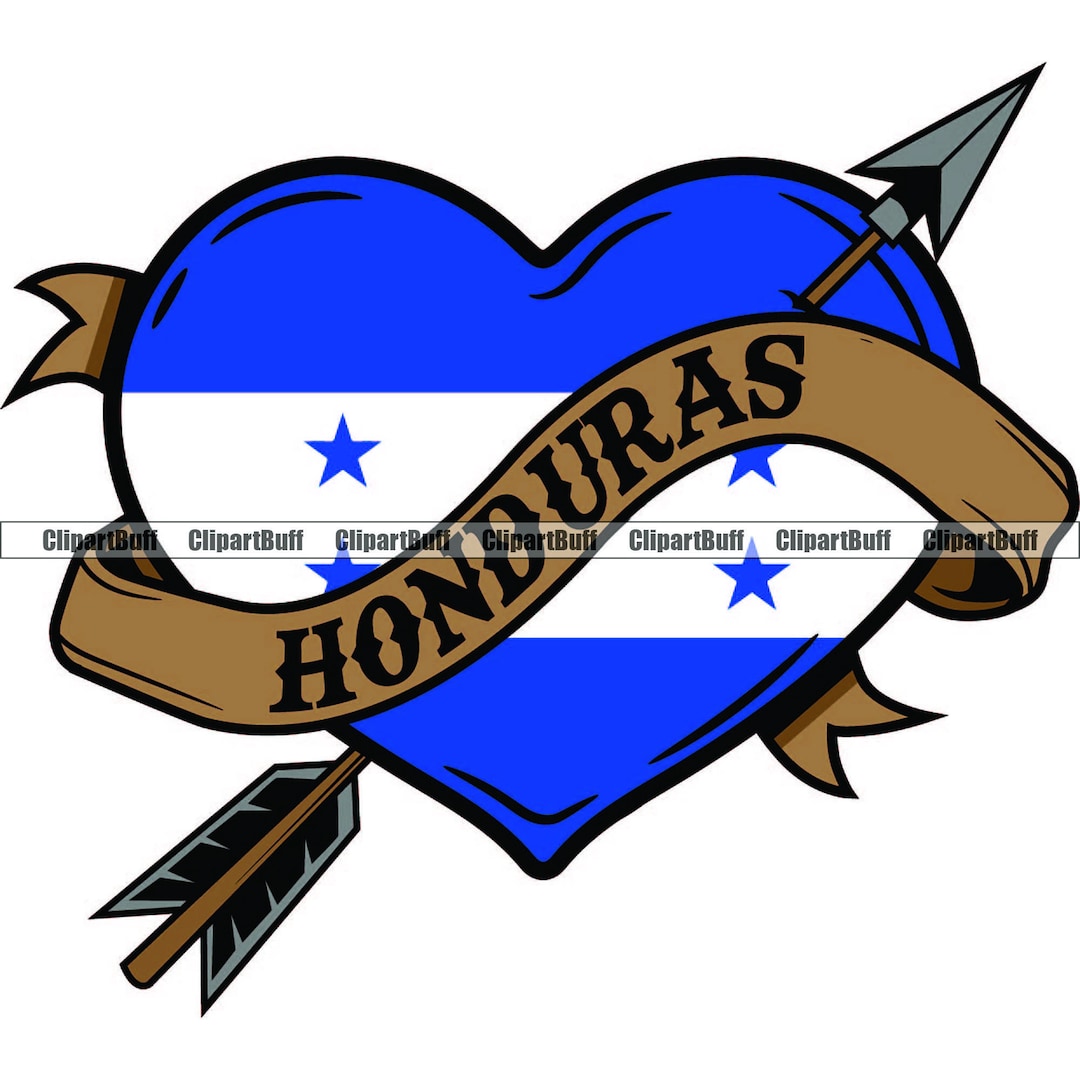 Honduras Heart Flag Arrow Ribbon Honduran Pride Love National World ...