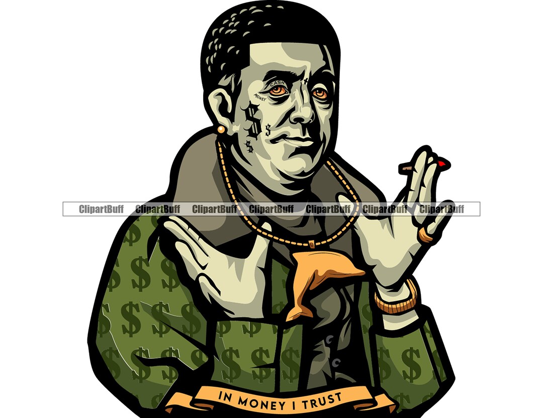 Gangster Hustle Black President Ben Franklin Afro Hair Smoking Cigar ...