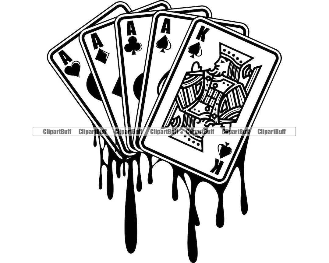 Four Aces Dripping Poker Hand Casino Playing Card Game Drip Jackpot ...