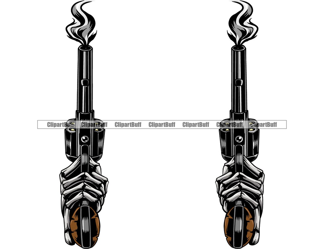 Skeleton Hands 2 Western Revolvers Gun Smoke Mob Mobster Mafia Crime ...