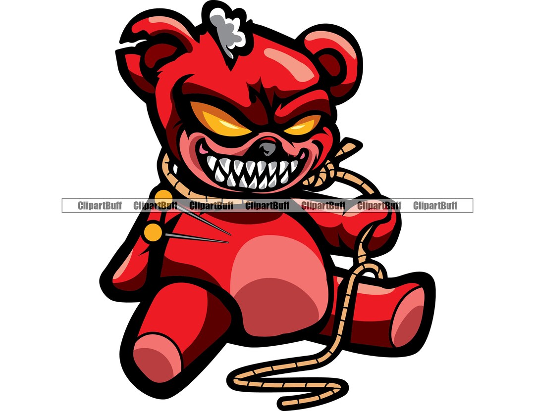 Horror Teddy Bear Mean Sharp Teeth Scary Creepy Broken Voo Doo Doll ...