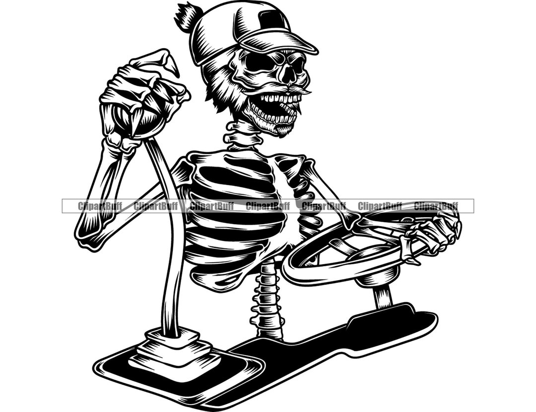 Truck Driver Skull Skeleton Trucker Delivery Gear Shift Driving Big ...
