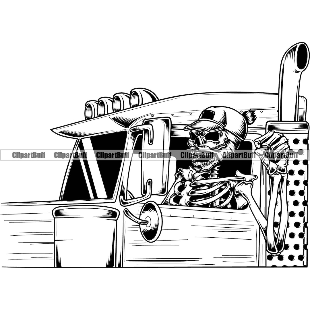 Driver Skeleton Yell Yelling Trucking Trucker Trucking Hat Cap Hand ...