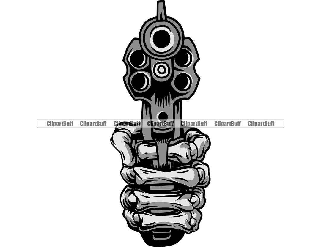 Skeleton Hand Holding Pistol Revolver Gun Western Dead Evil Danger ...