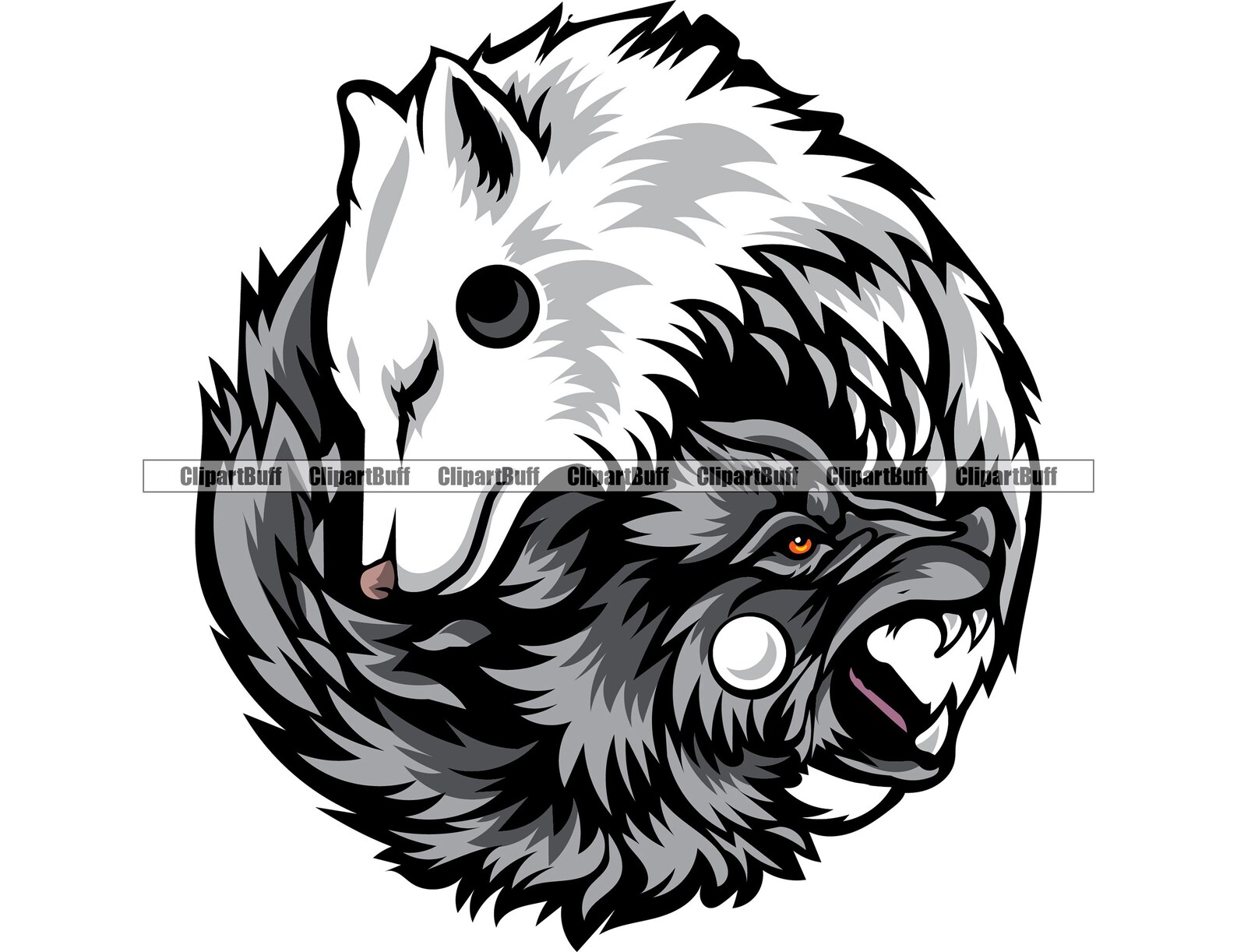 Wolf Ying Yang Nature Wild Animal Predator Zen Yin Balance Spiritual ...
