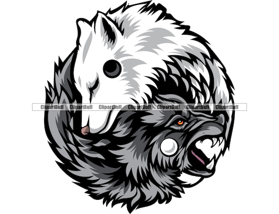 Wolf Ying Yang Nature Wild Animal Predator Zen Yin Balance - Etsy