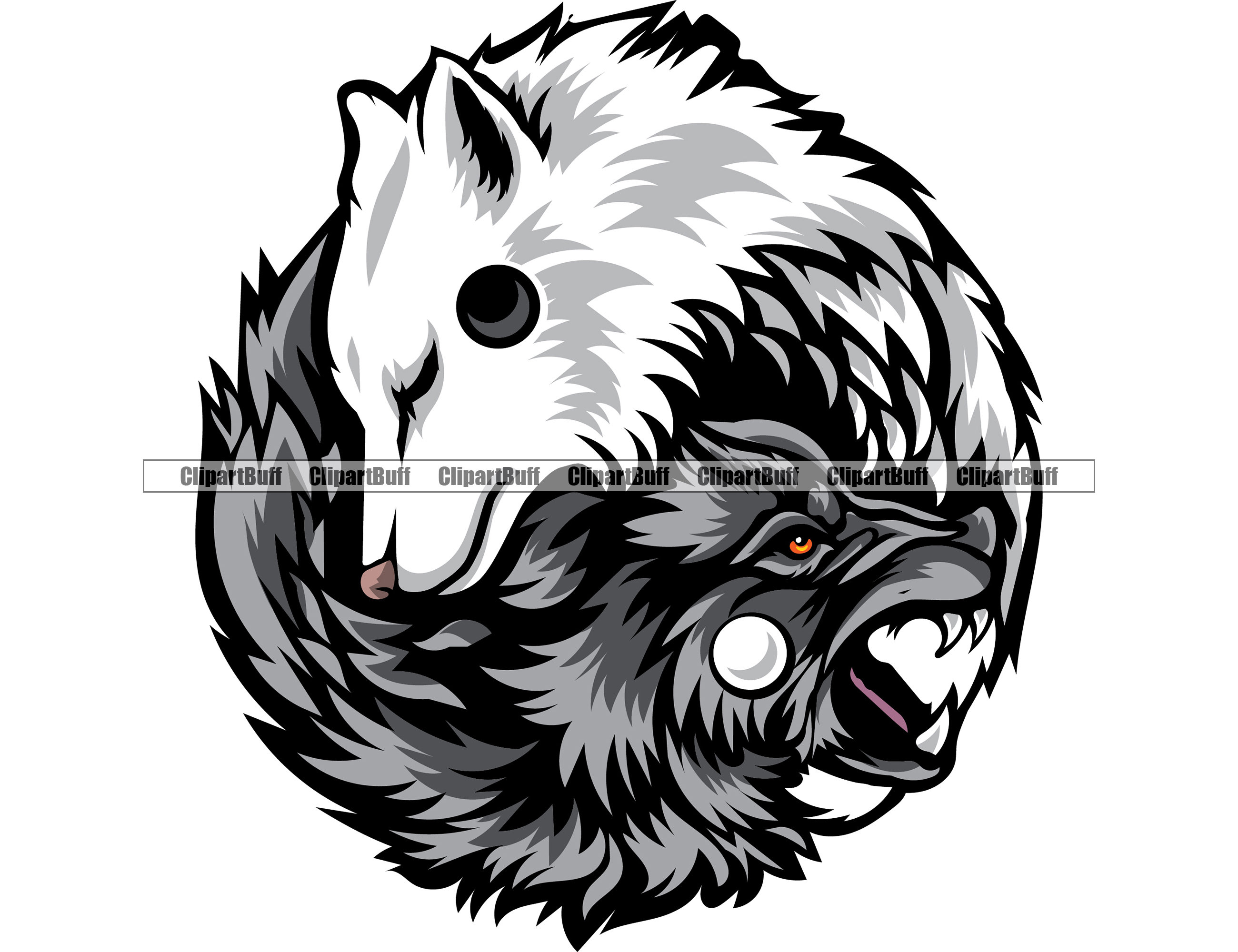Wolf Ying Yang Nature Wild Animal Predator Zen Yin Balance Spiritual ...