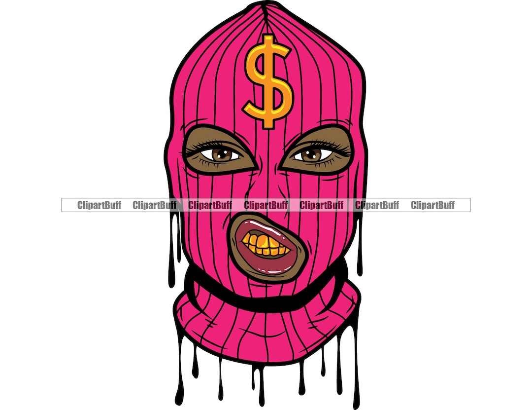 Gangster Hustle Woman Money Ski Mask Dripping Gold Teeth Rich Thug Hood ...