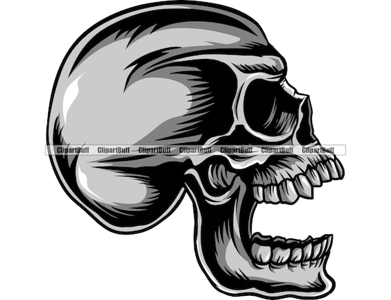 Skull Head Eyes Face Side Profile Royalty Grim Dead Human Bone | Etsy
