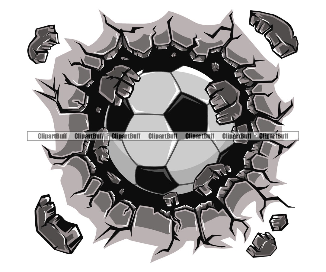 Soccer Ball Break Breaking Through Wall Goal Kick Sport Game League ...