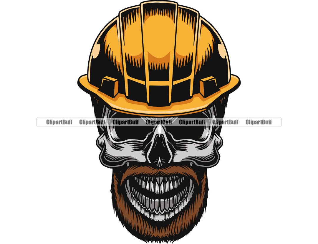 Construction Skull Hat Beard Build Builder Labor Skeleton House Work ...