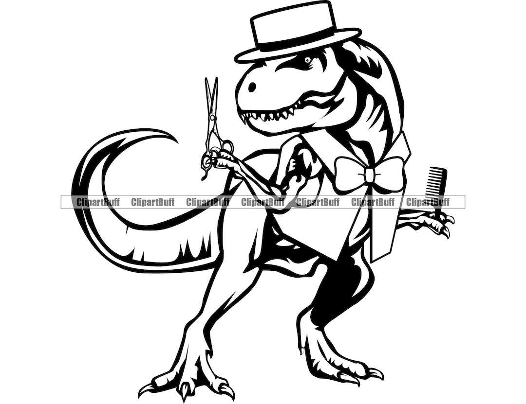 Tyrannosaurus Rex Barber Barbershop Hairstylist Roar Dinosaur Dino T ...