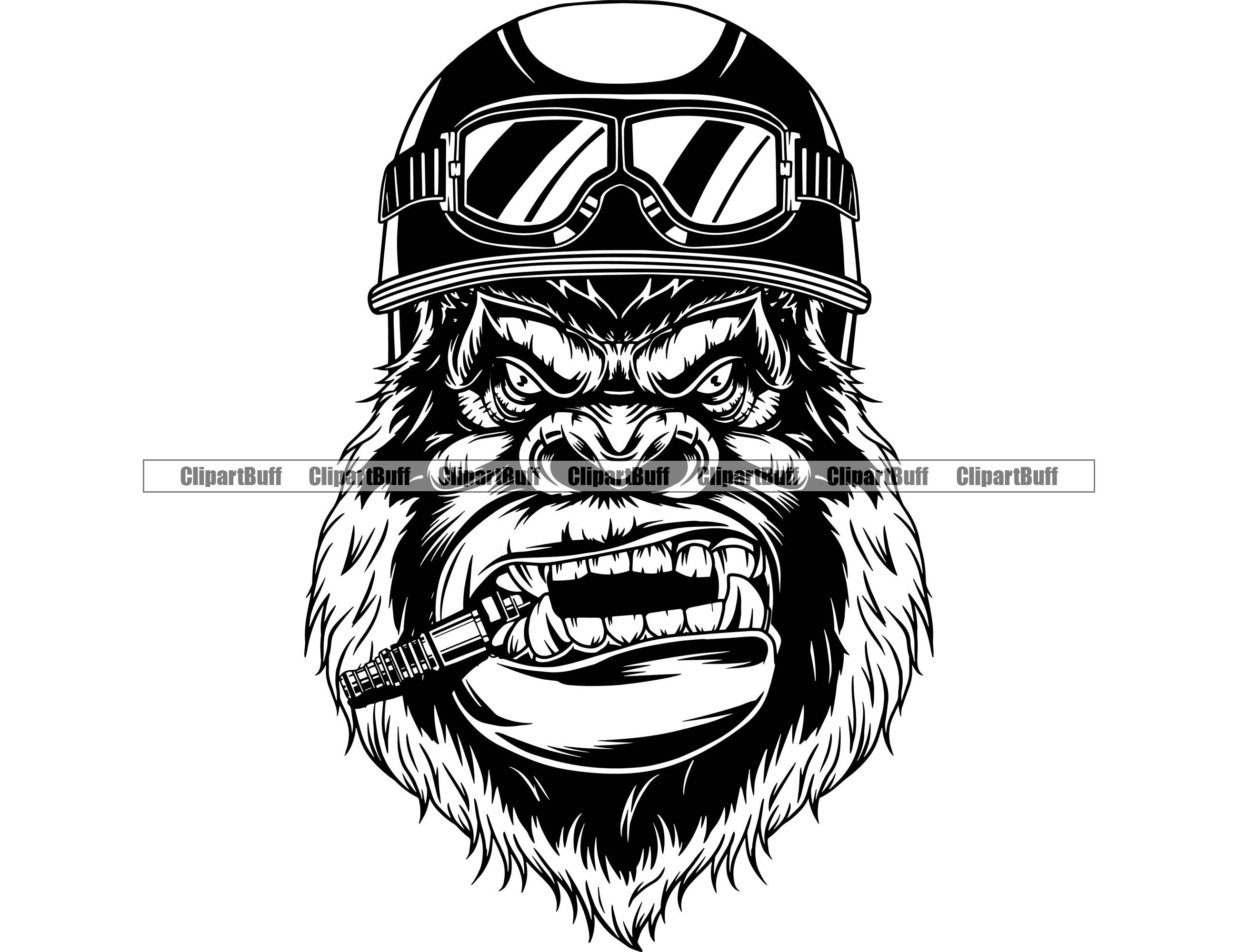 Gorilla Vintage Motorcycle Helmet Goggles Sparkplug Growl | Etsy