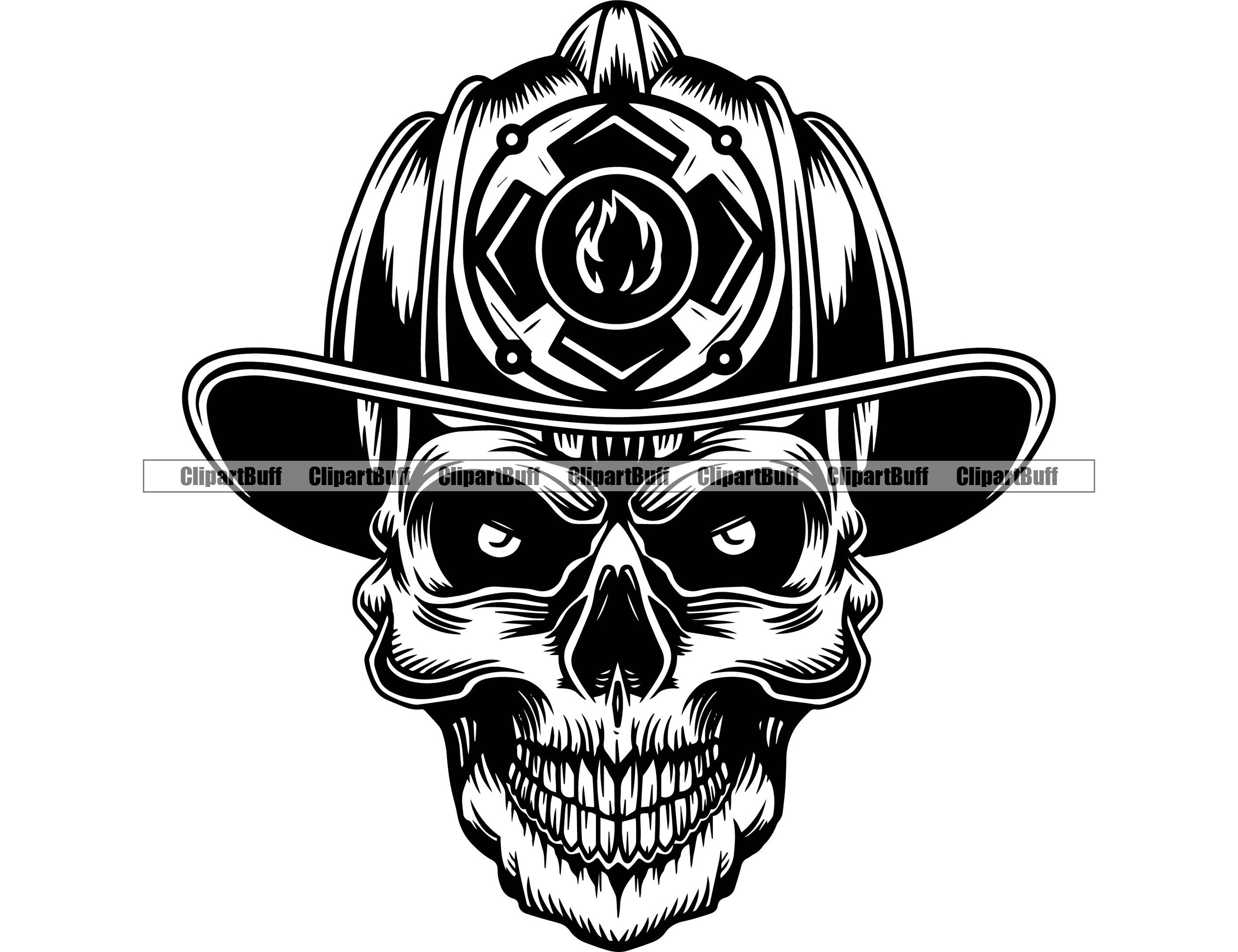 Firefighter Skull Fire Emergency Fireman Firemen Maltese Cross | Etsy