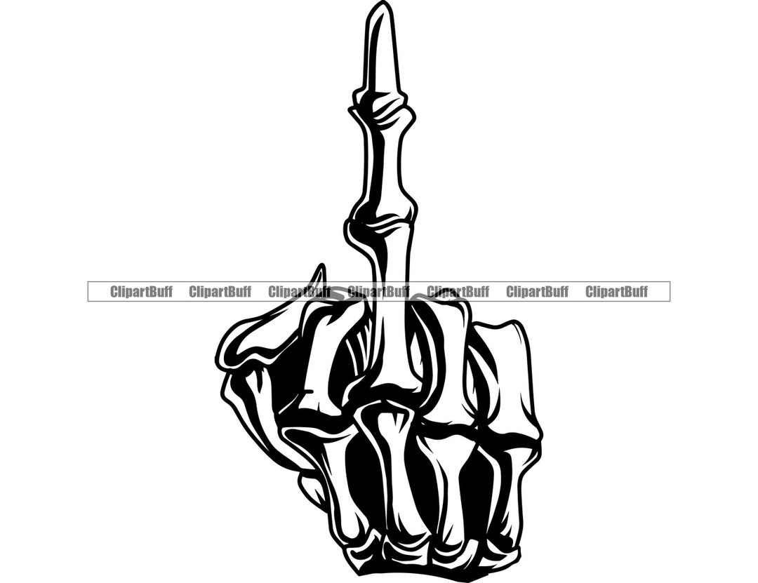 Skull Skeleton Middle Finger Obscene Gesture Bone Funny Humorous Hand ...