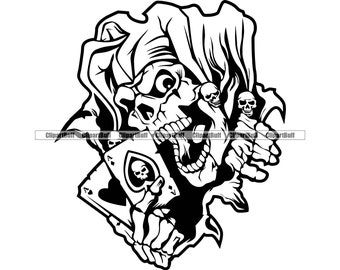 Skull in Jester Hat Tattoo - Etsy