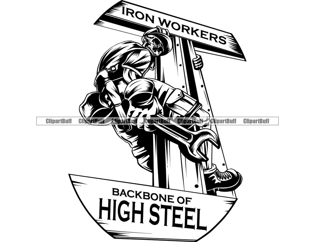 Iron Workers Backbone of High Steel Skull Holding Wrench Skeleton ...