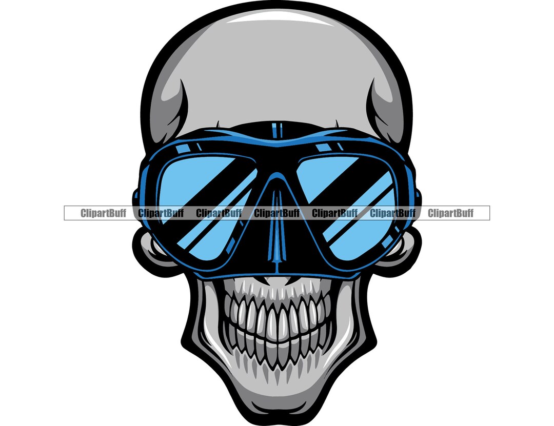 Skull Head Diver Mask Skeleton Face Diving Goggles Nautical Death Ocean ...