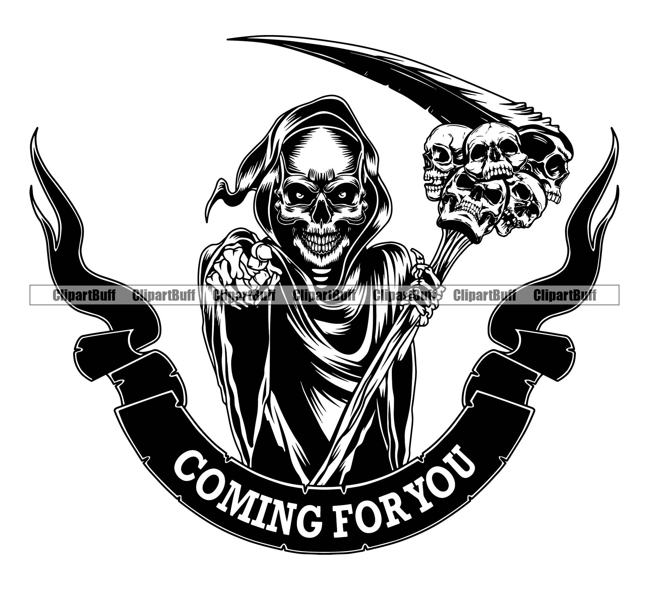 Grim Reaper Pointing Left
