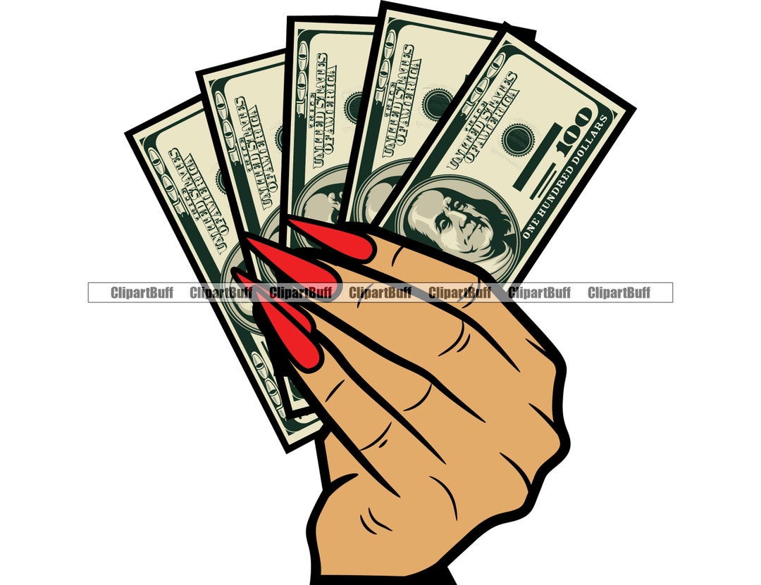 Gangster Hustle White Woman Hand Money Long Nails Cash 100 Dollar Bill ...