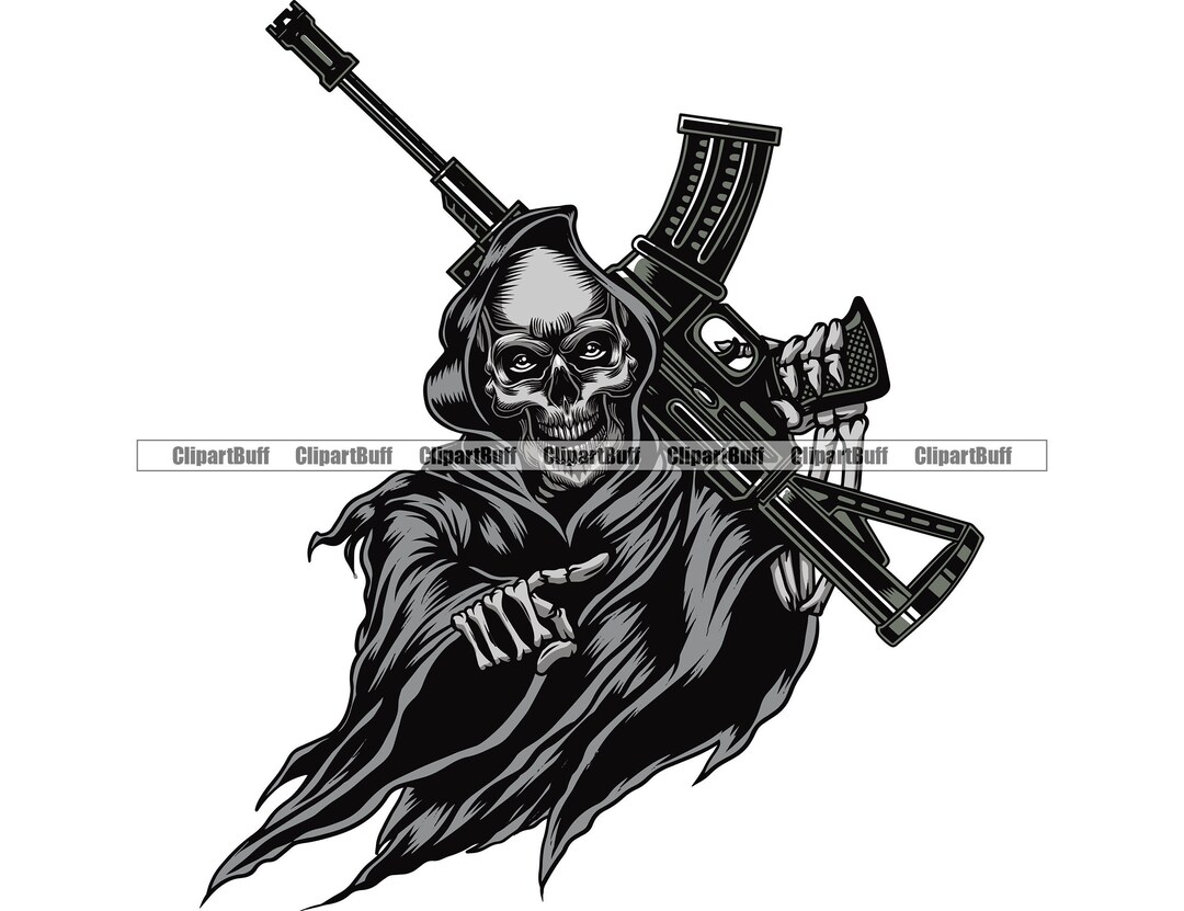 Grim Reaper Machine Gun Assault Rifle Sickle Skull Skeleton - Etsy ...