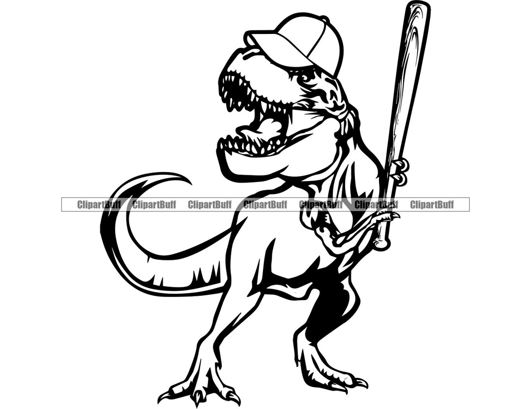 Baseball Tyrannosaurus Rex Sports Game Player Dinosaur Dino T-rex Bat ...
