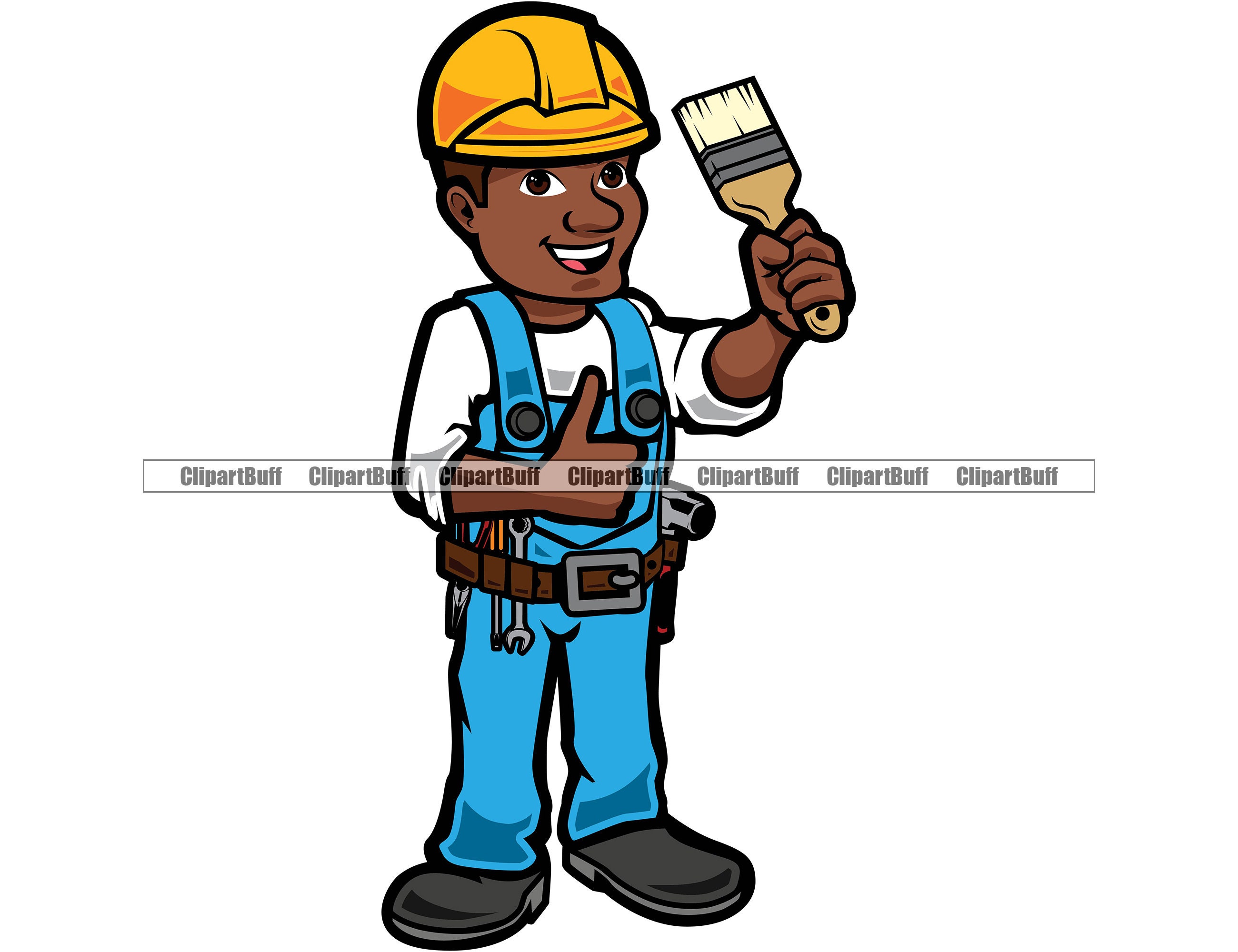 Painter Handyman Construction Black Man Worker Home Builder - Etsy