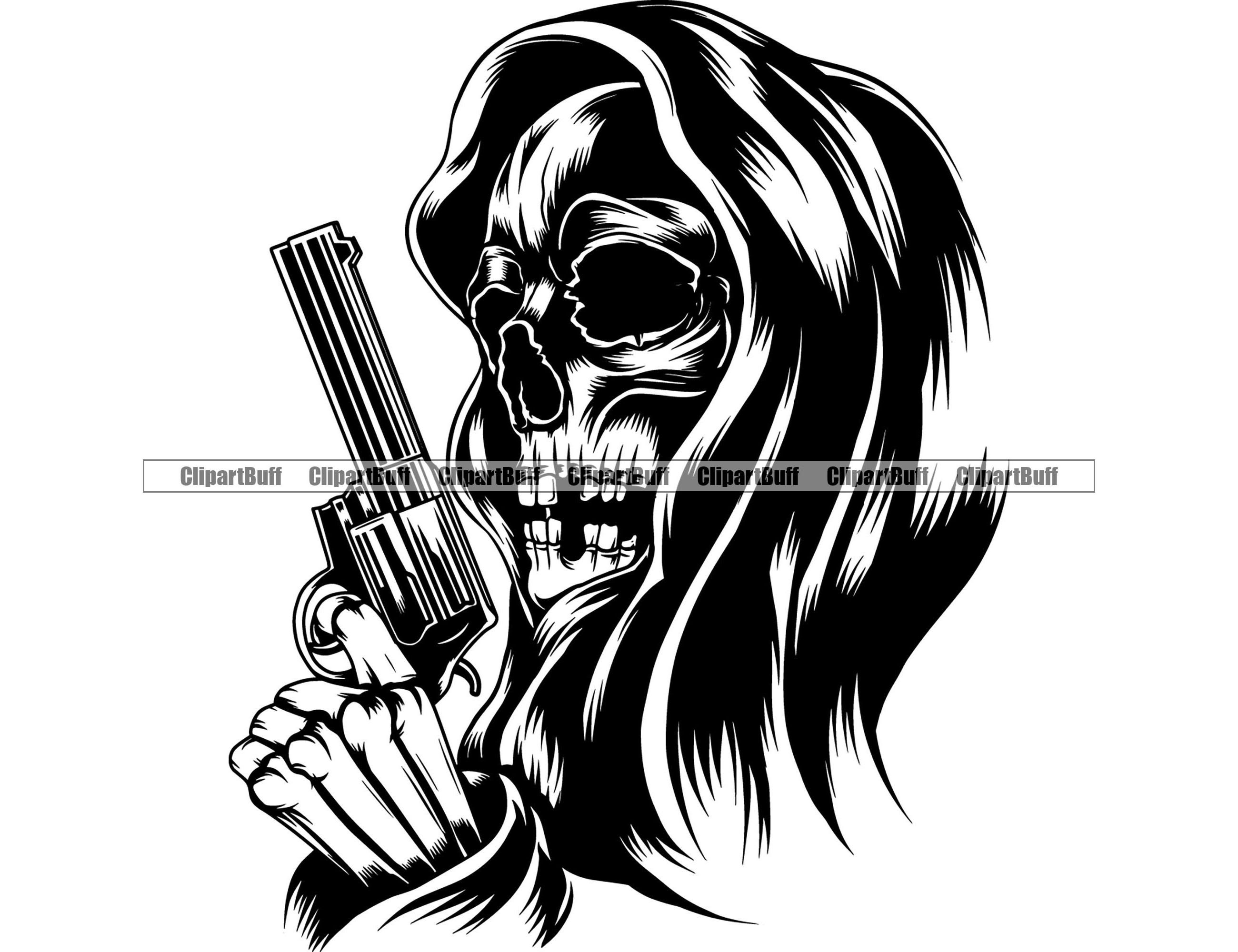 Reaper With Gun Tattoos Neo Traditional "Grim Reaper Gun Morphing"