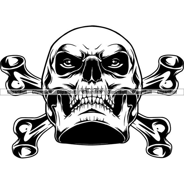 Skull Smiling and Crossbones Svg - Etsy