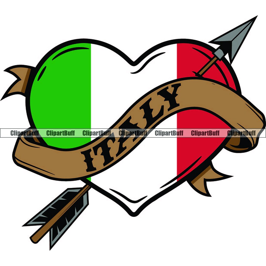 Italy Heart Flag Arrow Ribbon Italian Pride Love National World Nation ...
