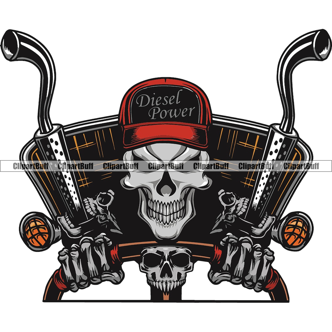 Truck Driver Skull Diesel Hat Skeleton Trucker Exhaust Pipes Steering ...